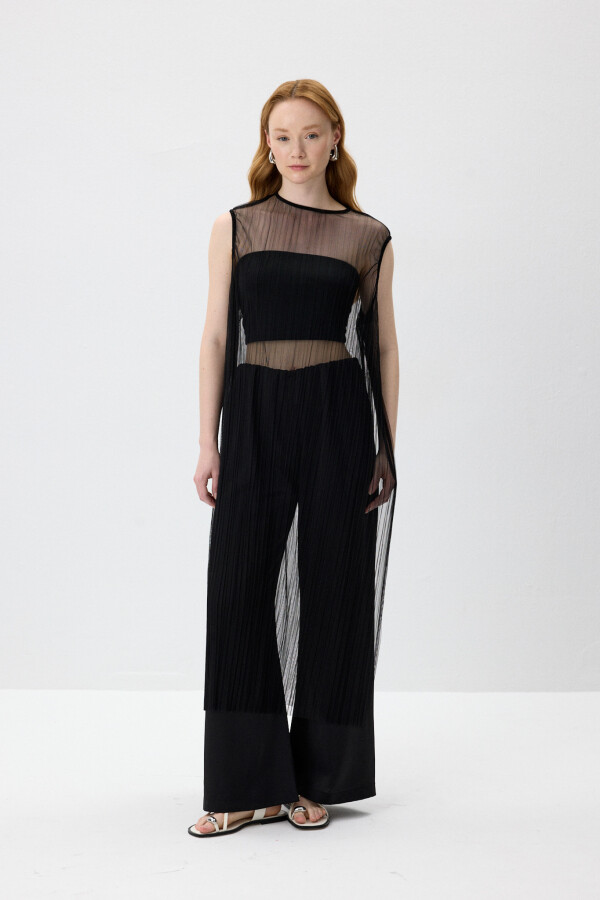 Siyah Tül Tamamlayıcı Elbise - KUAD