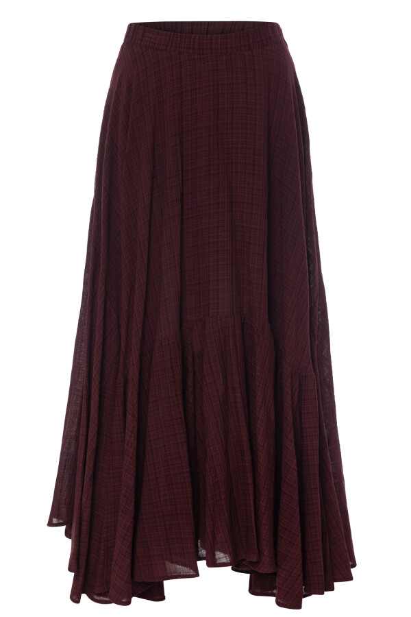 Bordo Büzgülü Maxi Etek - KUAD