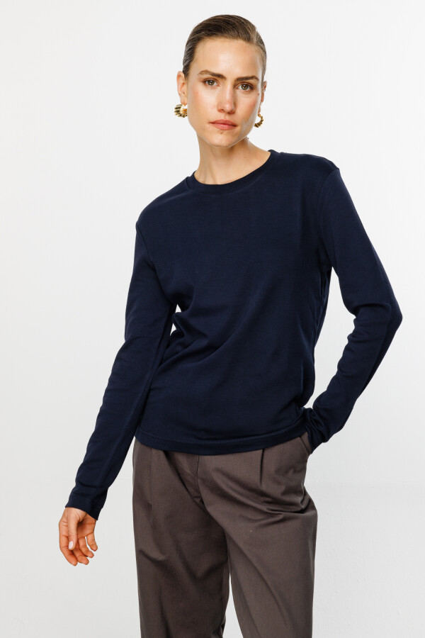 KUAD - Kadın Giyim - Body & T-shirt - Lacivert Pamuk Basic Body